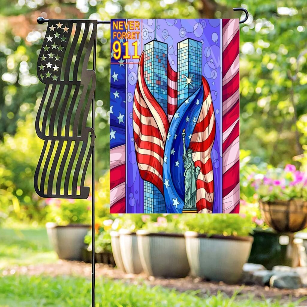 Linen Garden Flag Banner - 911 – Never Forget 12″x18″